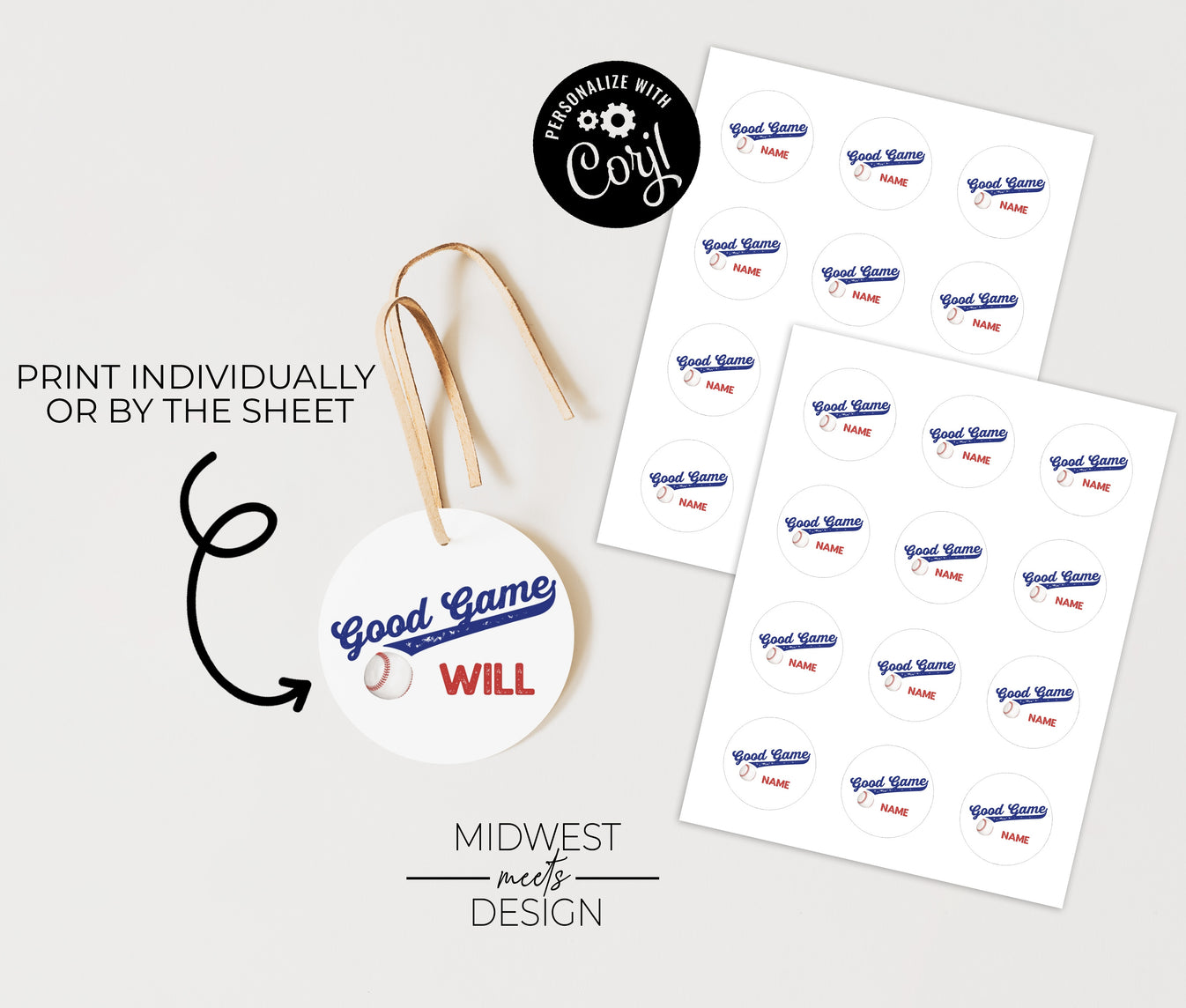 Baseball Party Favor Stickers 2" - Digital Download – Midwest Meets Design